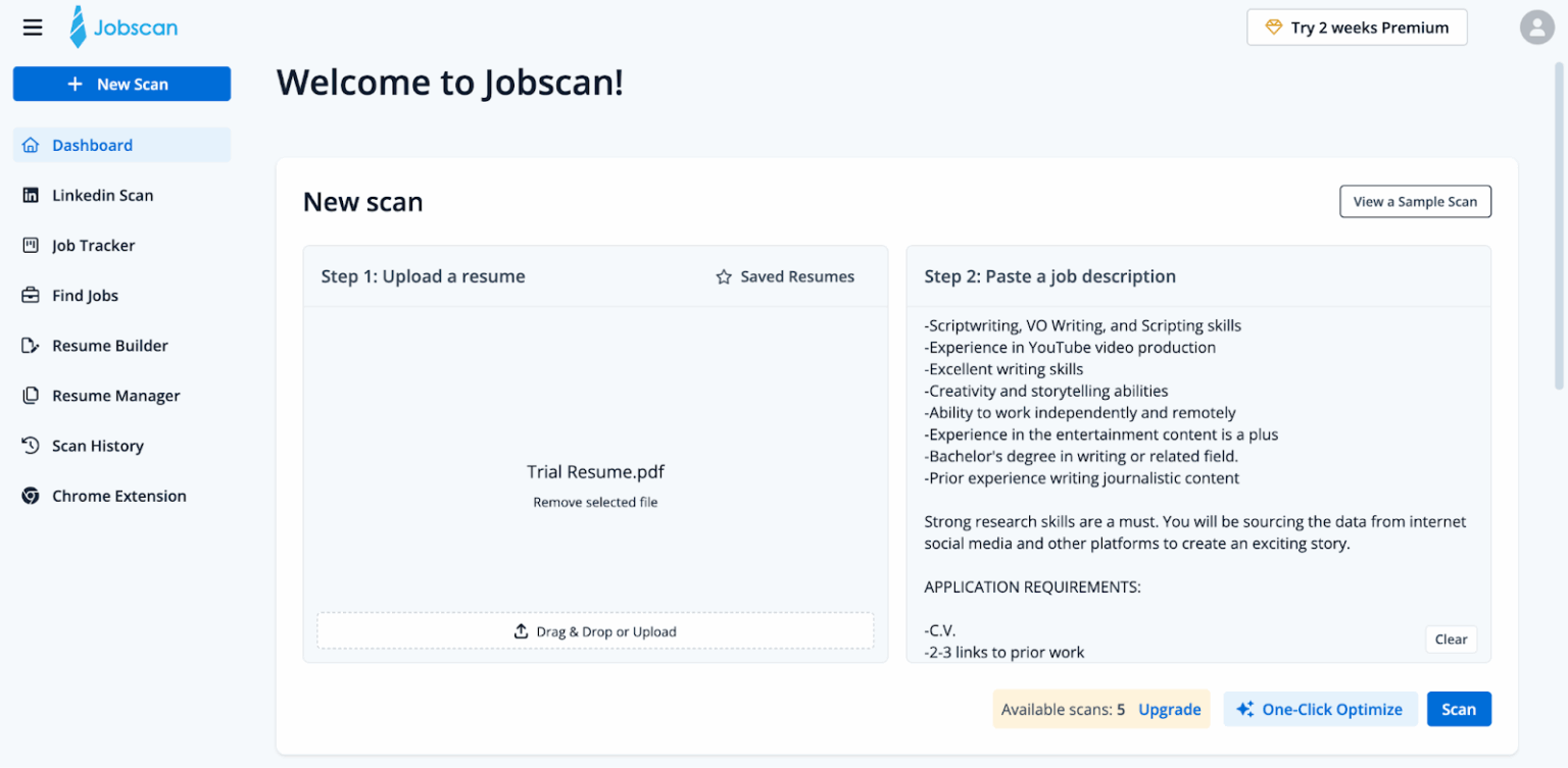 Jobscan Review 2026: Walkthrough, Features, and Alternatives